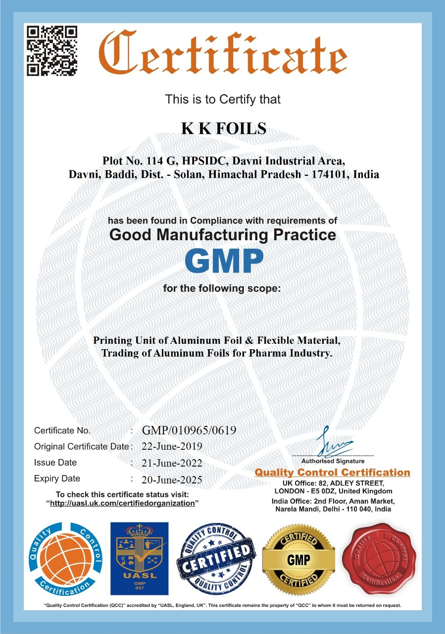 Our Certificates – KK Foils